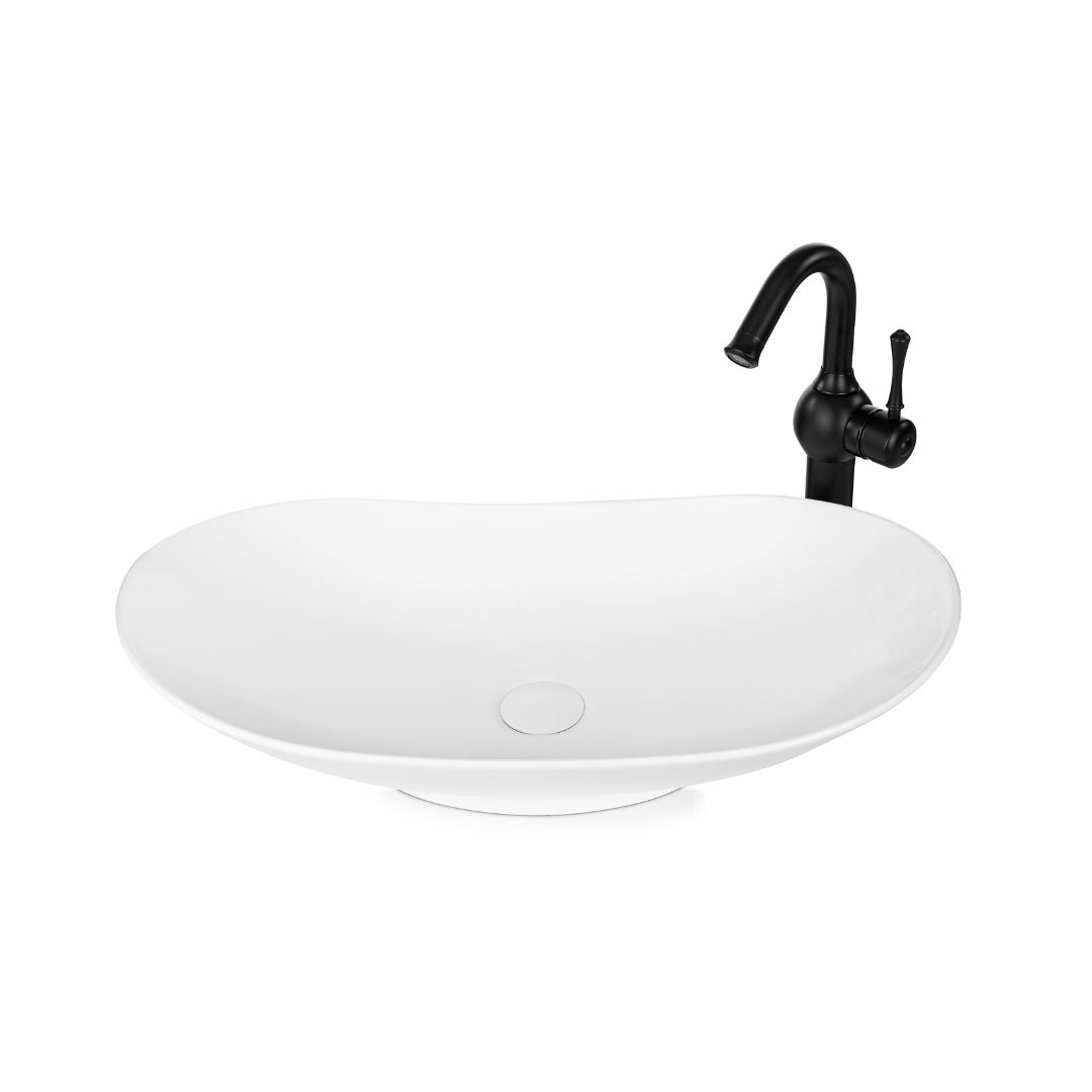 כיור מונח אובלי 64X36 ס"מ לבן מט – BATHPLACE