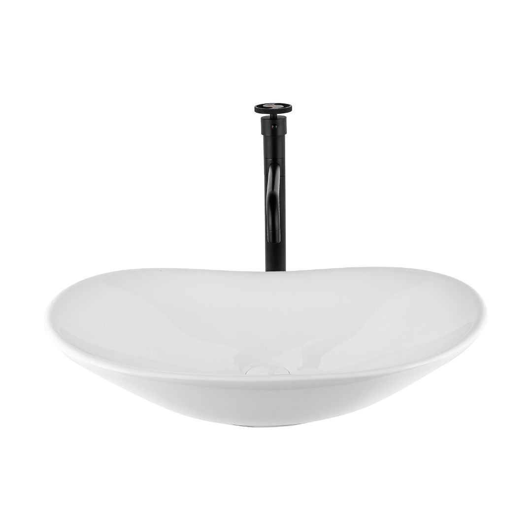 כיור מונח אובלי 64X36 ס"מ לבן מבריק – BATHPLACE